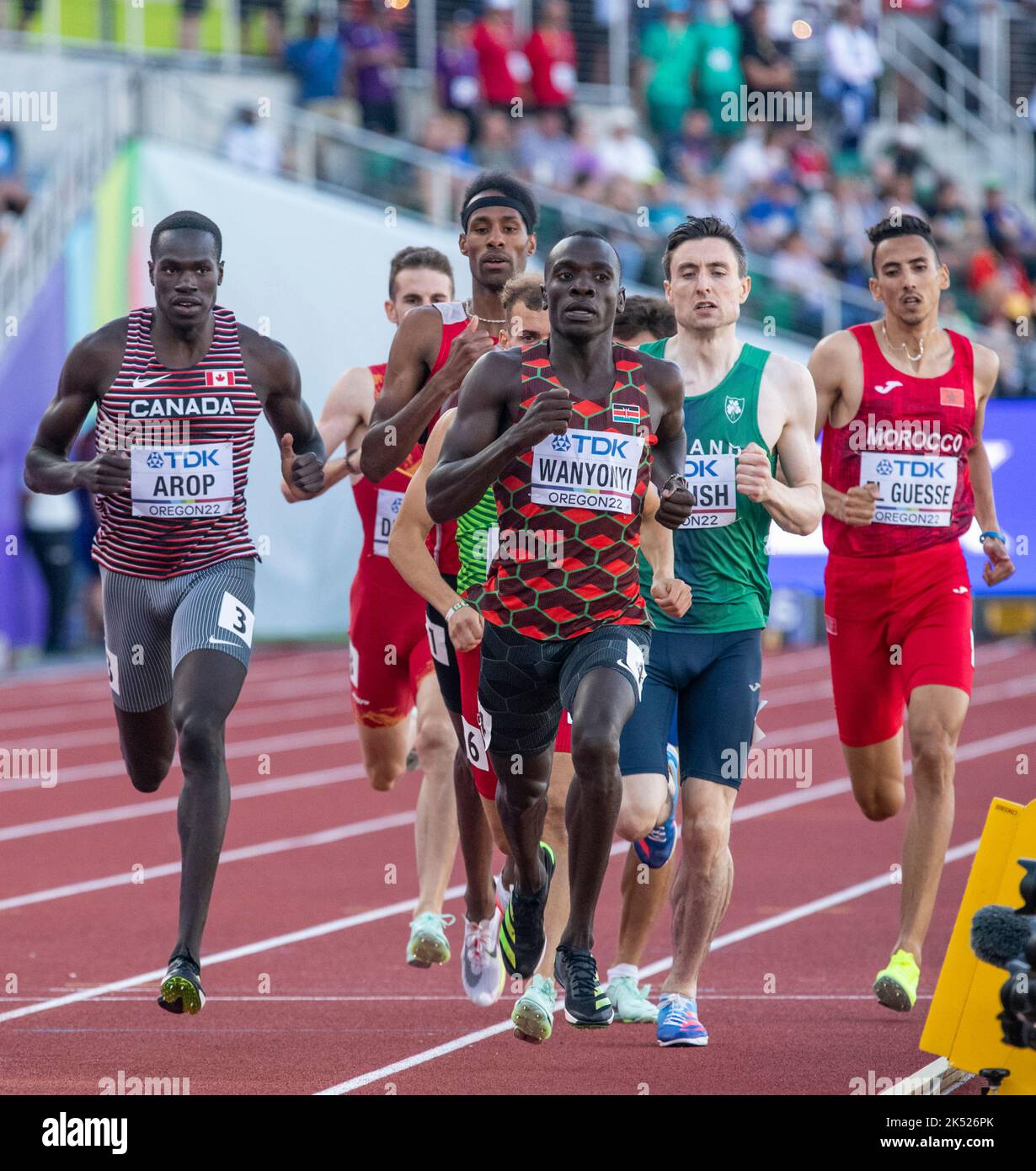 Emmanuel Wanyonyi of Kenya and Marco Arop of Canada competing in the ...