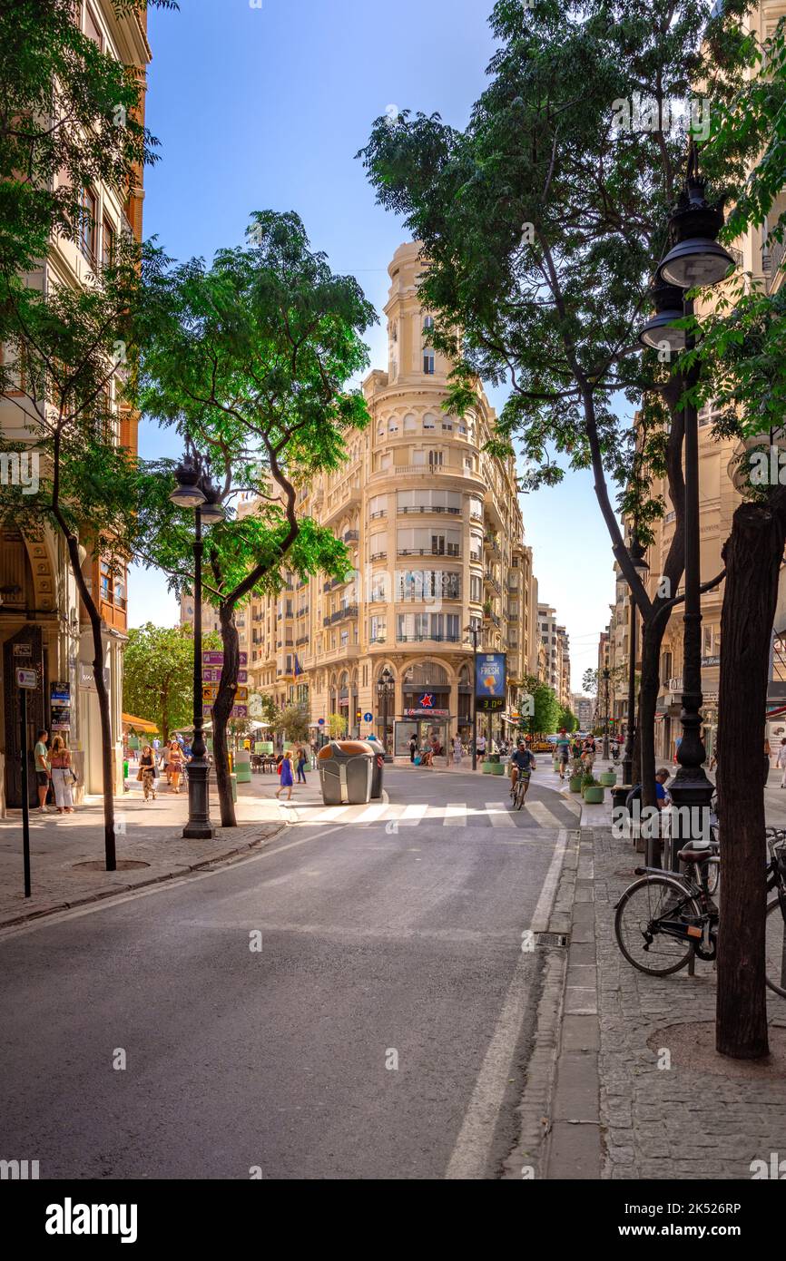 Streets, squares and historical buildings in the old city of Valencia ...