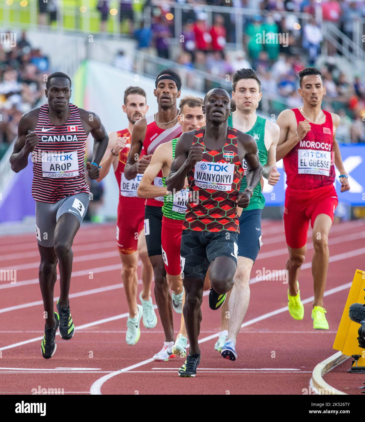 Emmanuel Wanyonyi of Kenya and Marco Arop of Canada competing in the ...