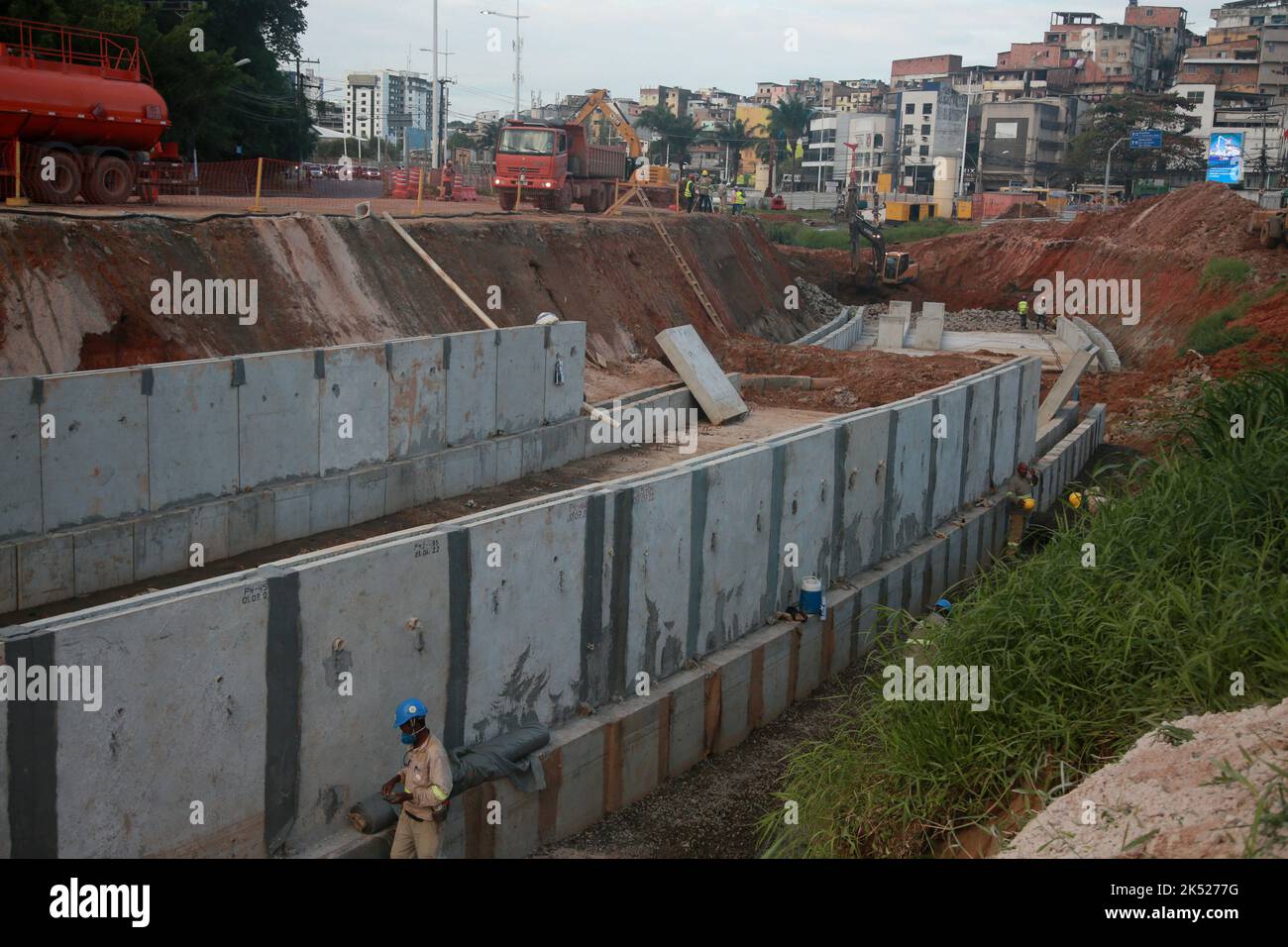 salvador, bahia, brazil - july 29, 2022: construction of sewage ...