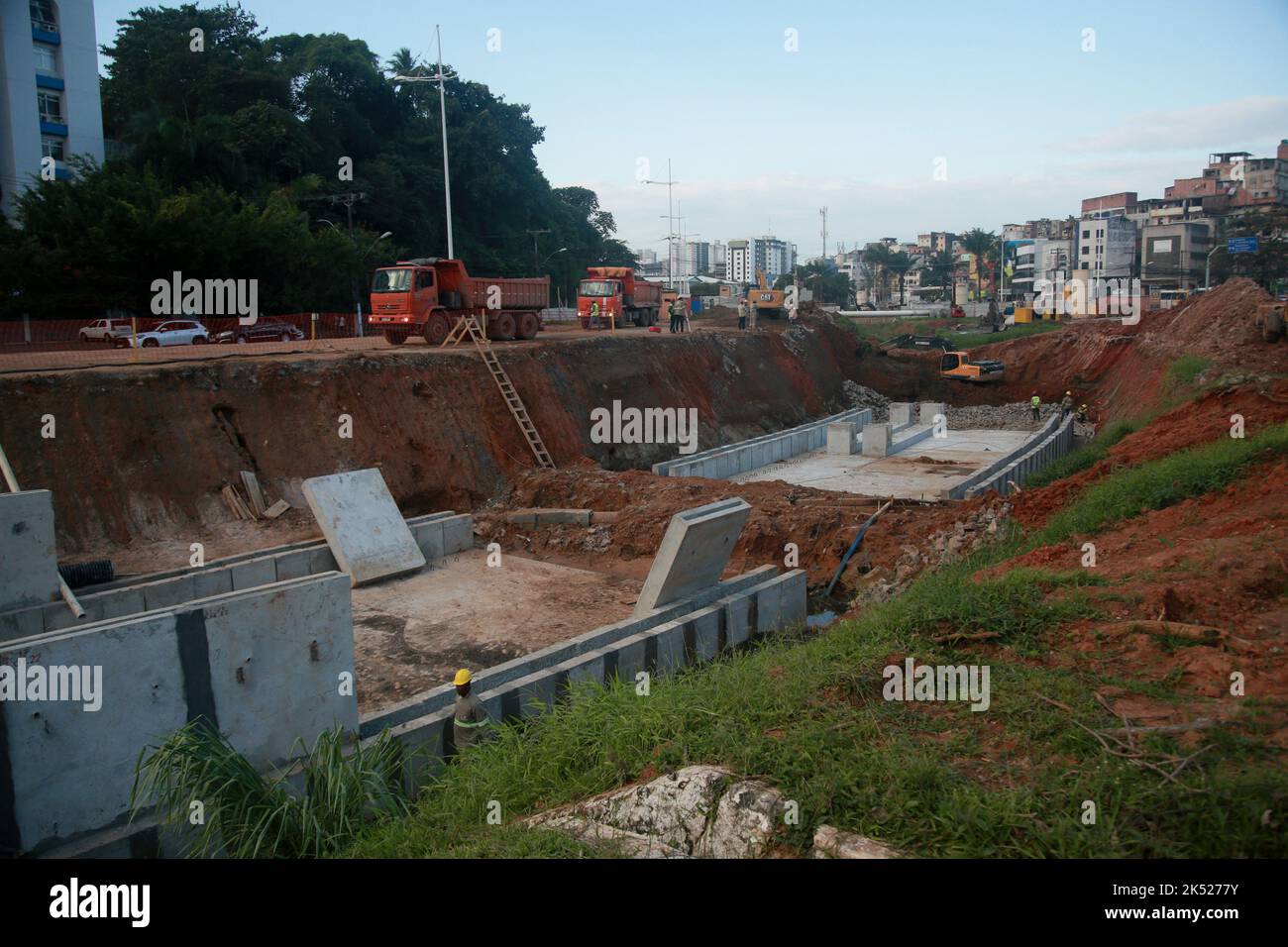 salvador, bahia, brazil - july 29, 2022: construction of sewage ...