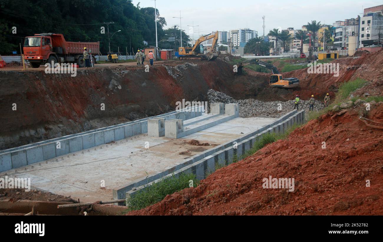 salvador, bahia, brazil - july 29, 2022: construction of sewage ...