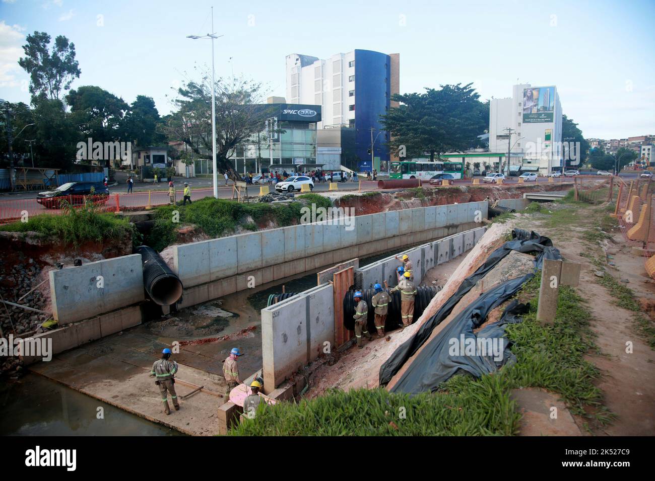 salvador, bahia, brazil - july 29, 2022: construction of sewage ...