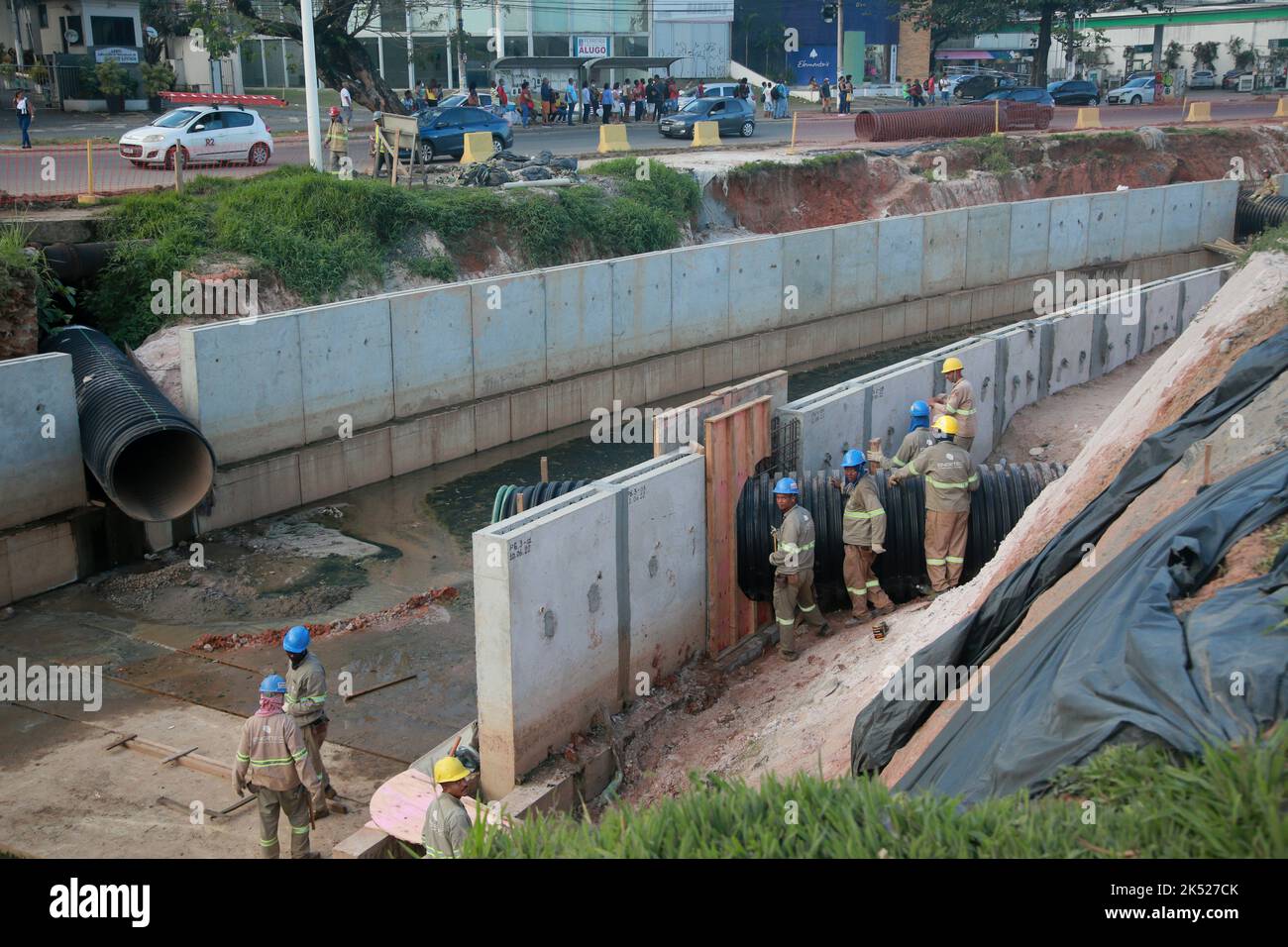 salvador, bahia, brazil - july 29, 2022: construction of sewage ...