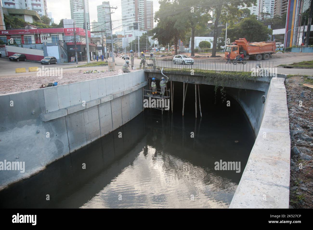 salvador, bahia, brazil - july 29, 2022: construction of sewage ...
