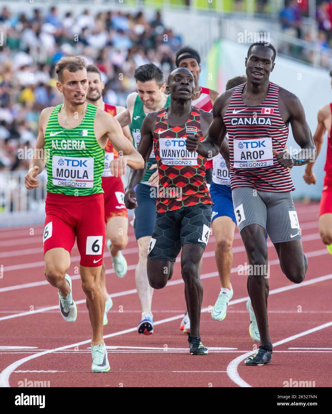 Slimane Moula of Algeria and Marco Arop of Canada competing in the men ...