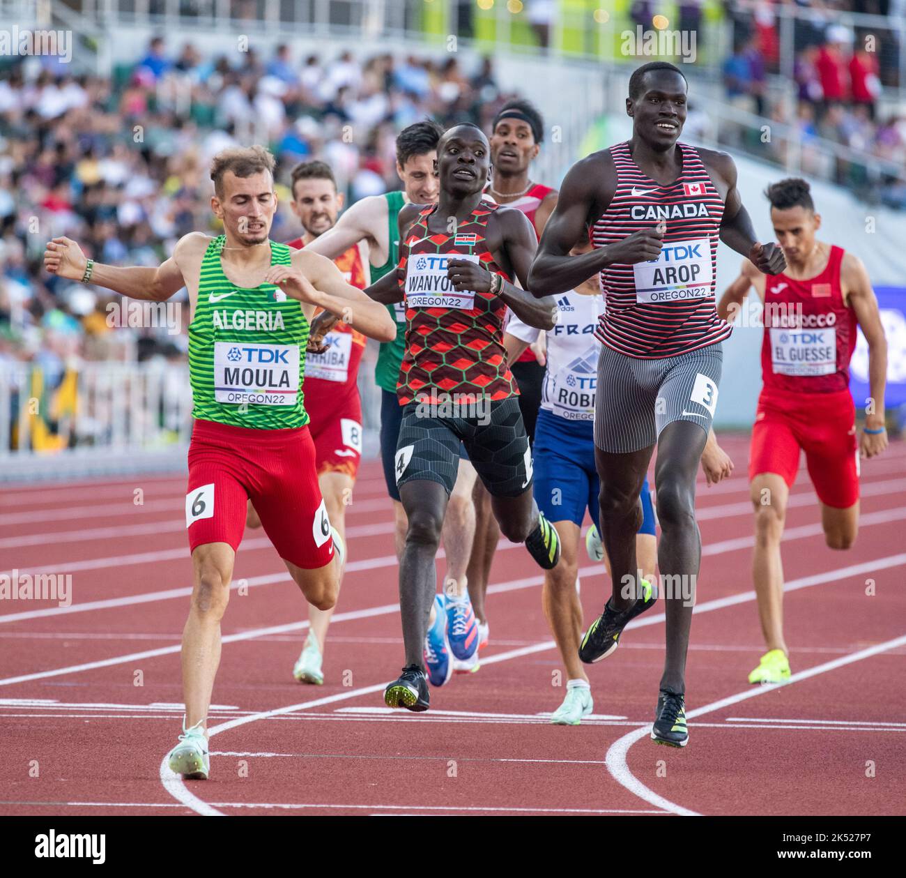 Slimane Moula of Algeria and Marco Arop of Canada competing in the men ...