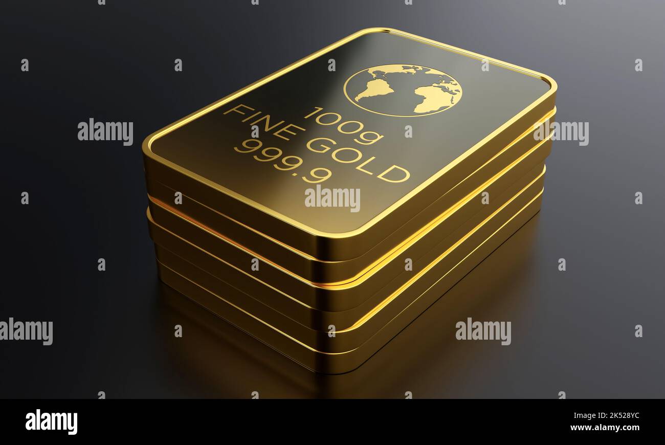 Gold Biscuits isolated on dark luxurious background, 10g bar , premium ...