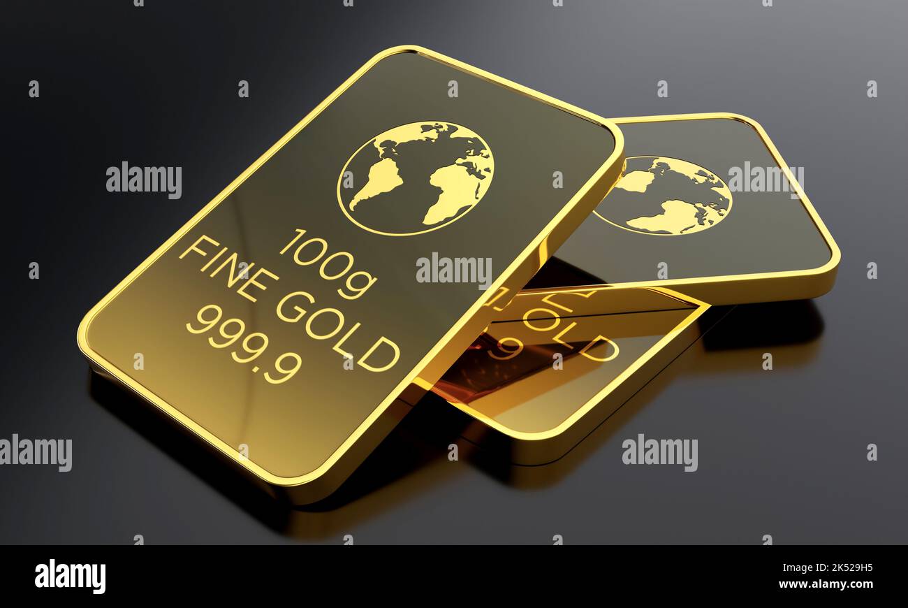 Gold Biscuits isolated on dark luxurious background, 10g bar , premium ...