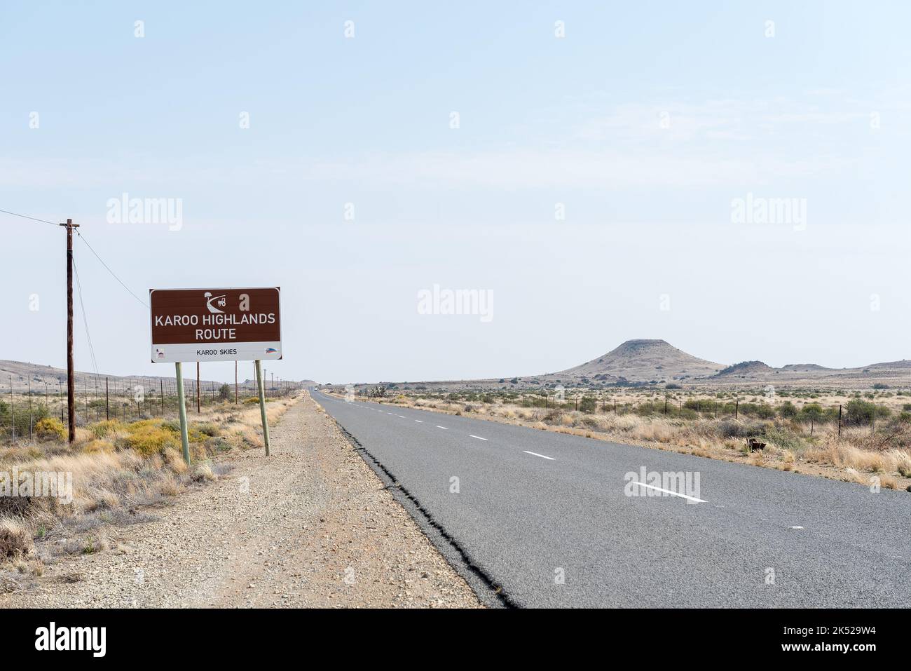 Karoo Highland Route sign on road R63 between Victoria West and Loxton ...