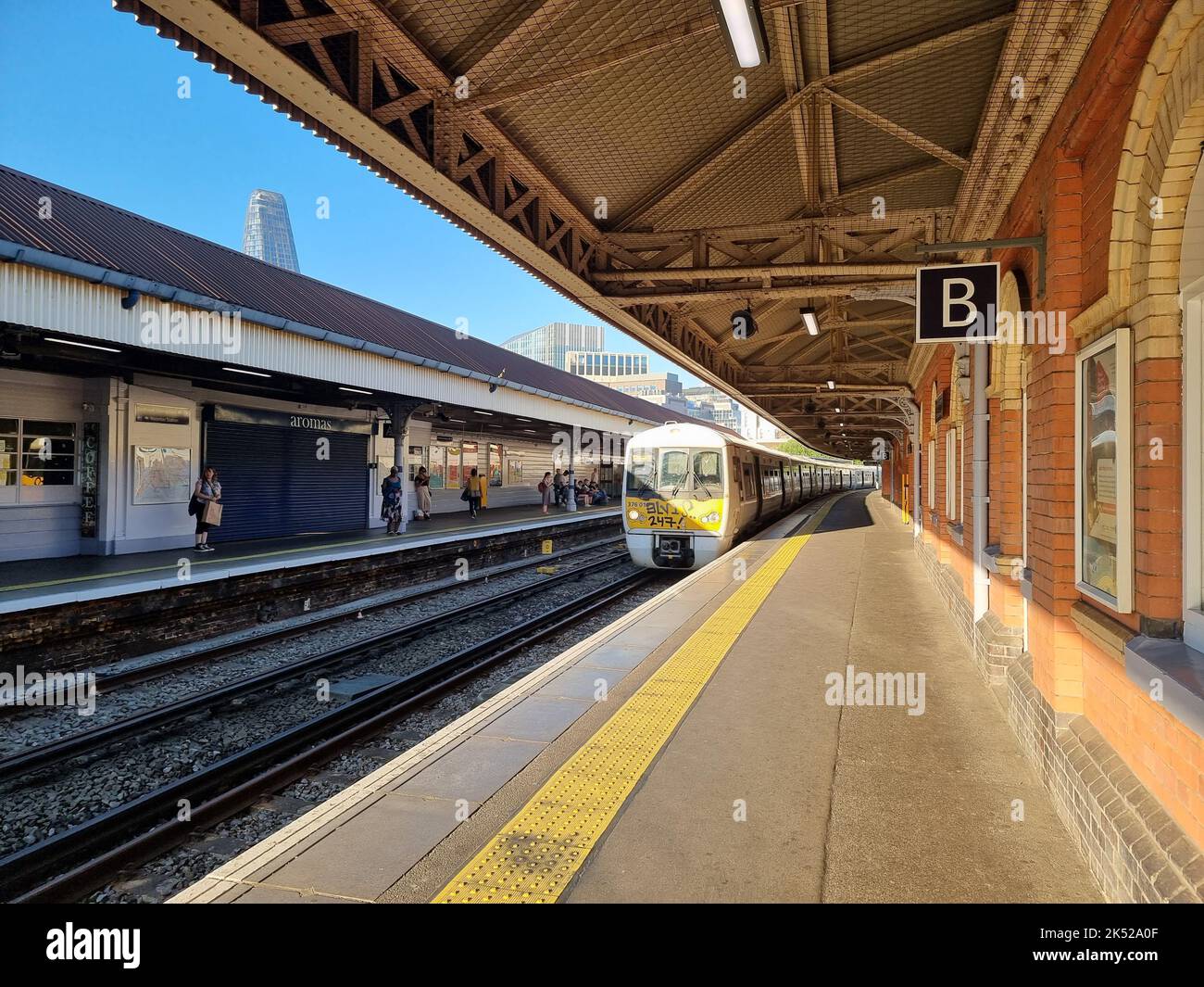 The London Waterloo East station, platform B in the evening sun Stock ...