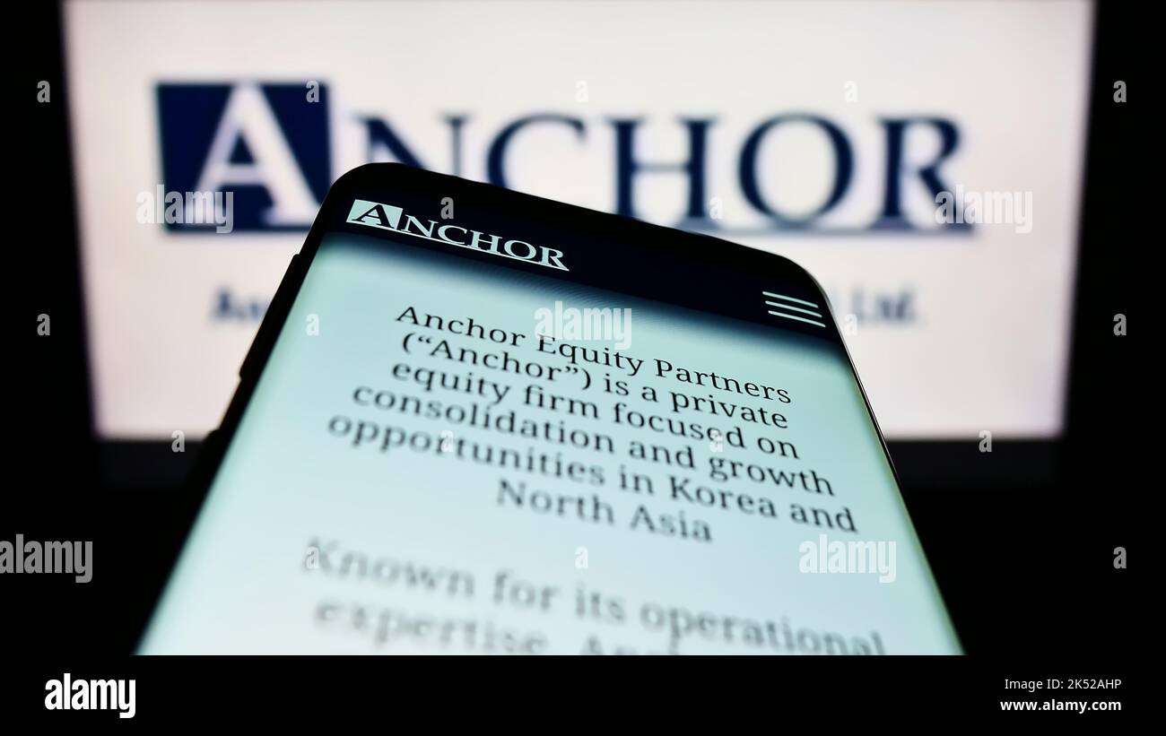 Mobile phone with website of company Anchor Equity Partners (Asia ...