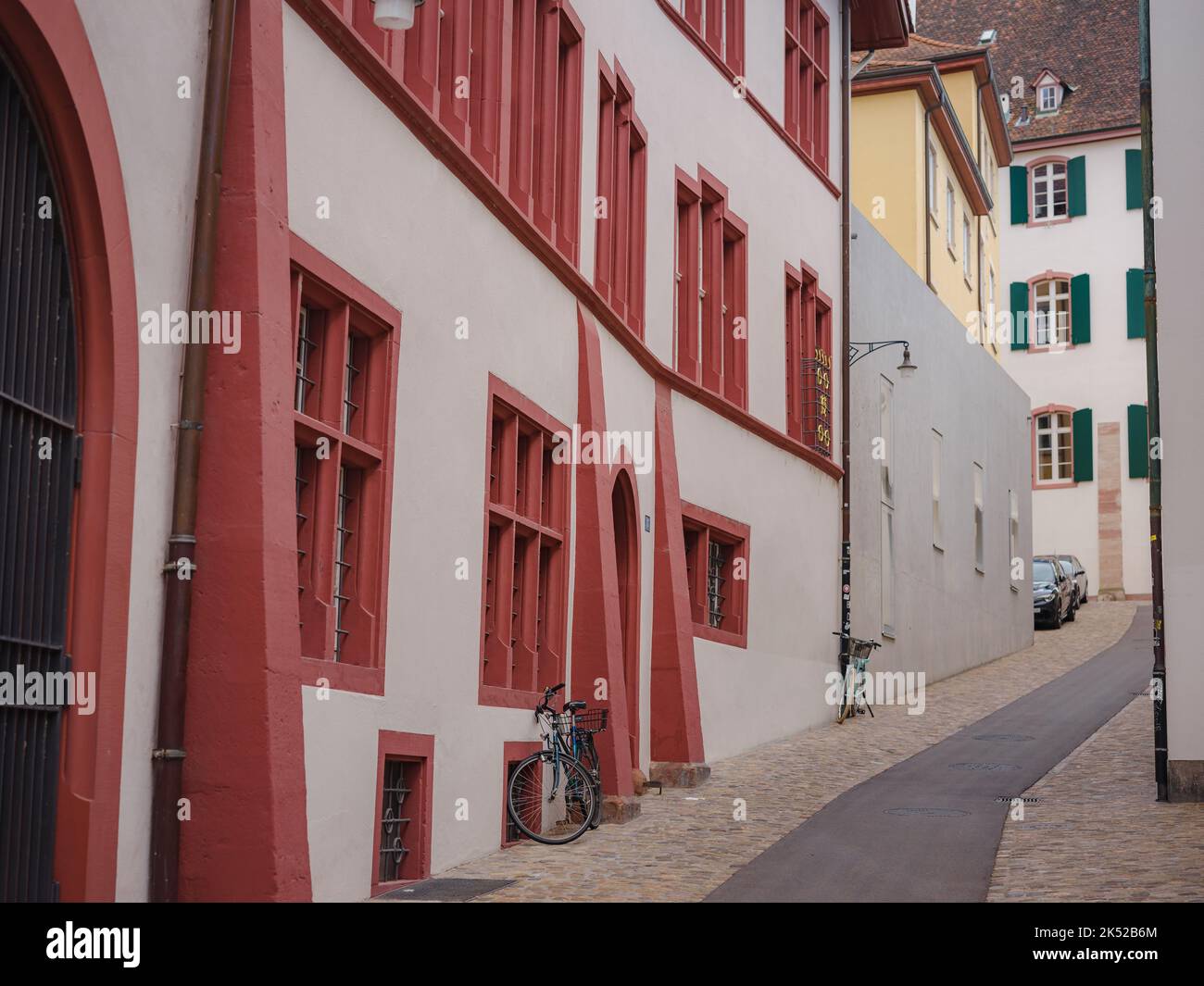 Buildings in the city centre of Basel , Switzerland. Walk through old ...