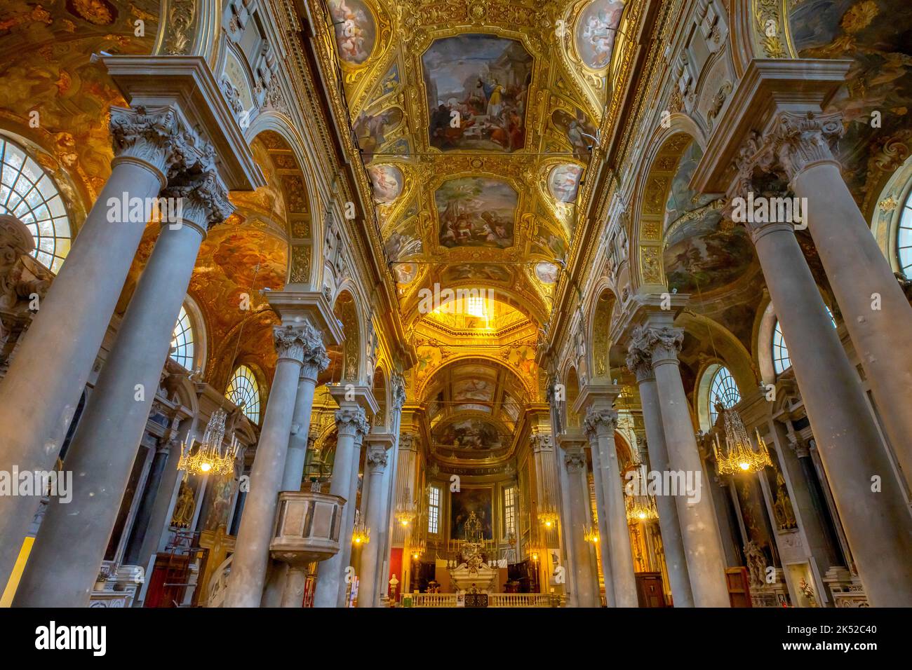 Central nave of the Baroque church of Santa Maria delle Vigne, City of ...