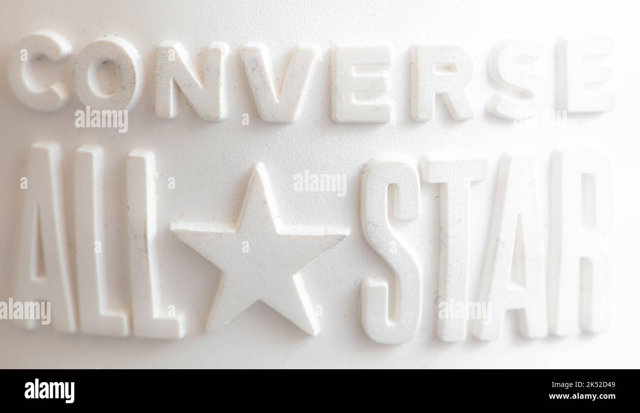 Massachusetts, U.S. - October 5, 2022: Converse All Star white rubber ...