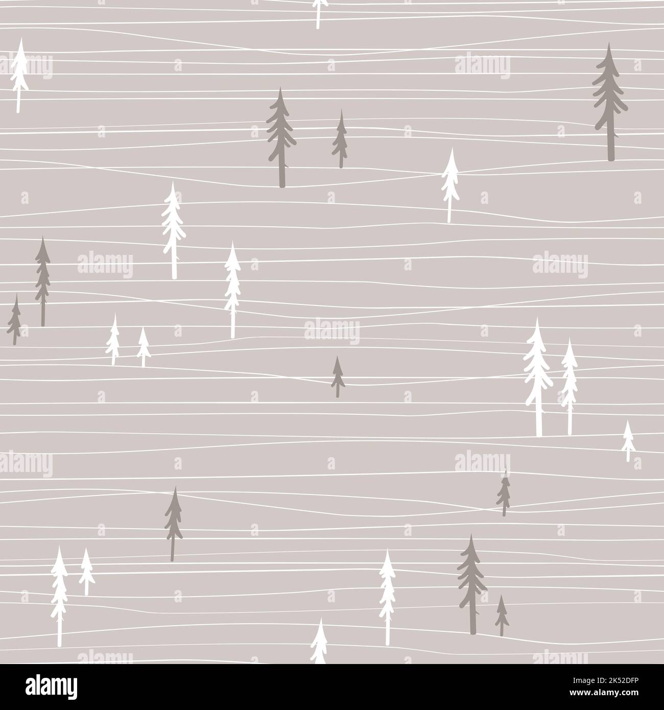Trees and lines abstract seamless pattern. Stylish vector background ...