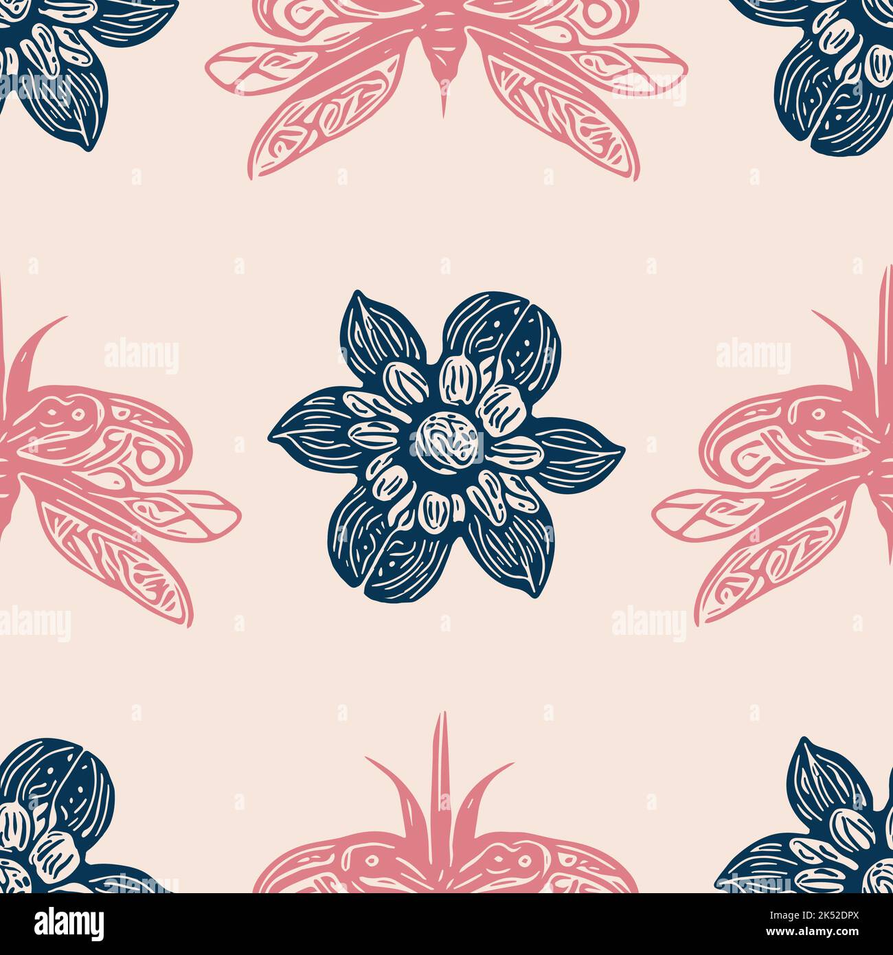 Retro butterfly seamless pattern. 70s style ecological insect garden ...