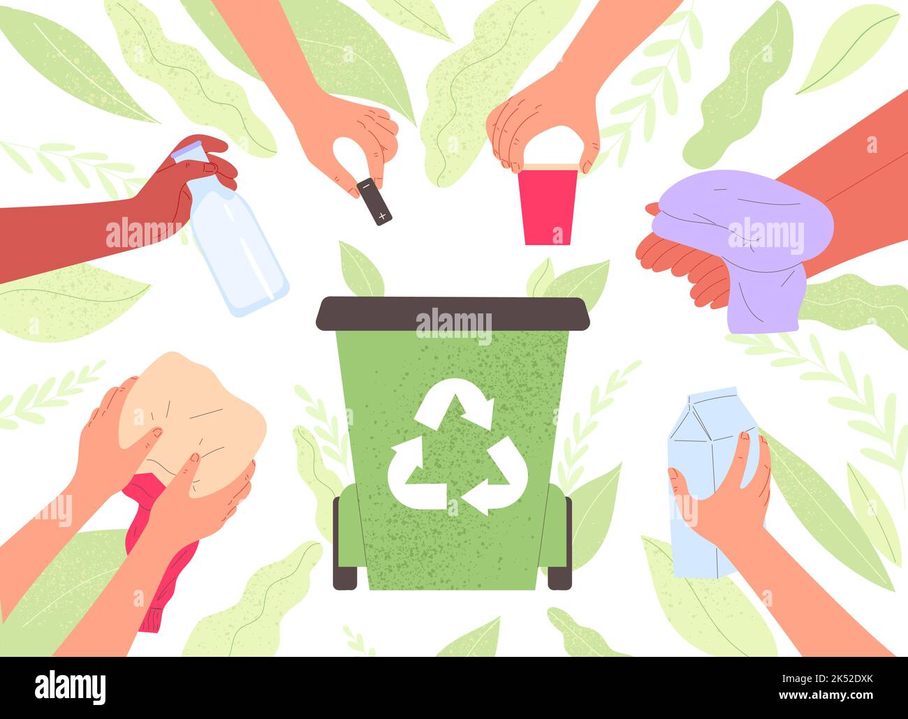 Hands put waste in recycling bin Stock Vector Image & Art - Alamy