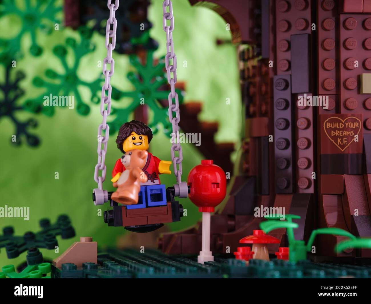 Tambov, Russian Federation - September 17, 2022 A Lego girl minifigure ...