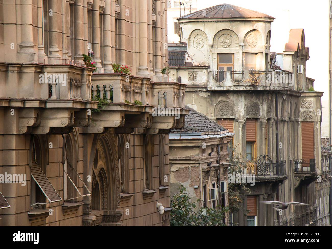 Building facades in Dorcol, the old part of town, in Belgrade Serbia ...