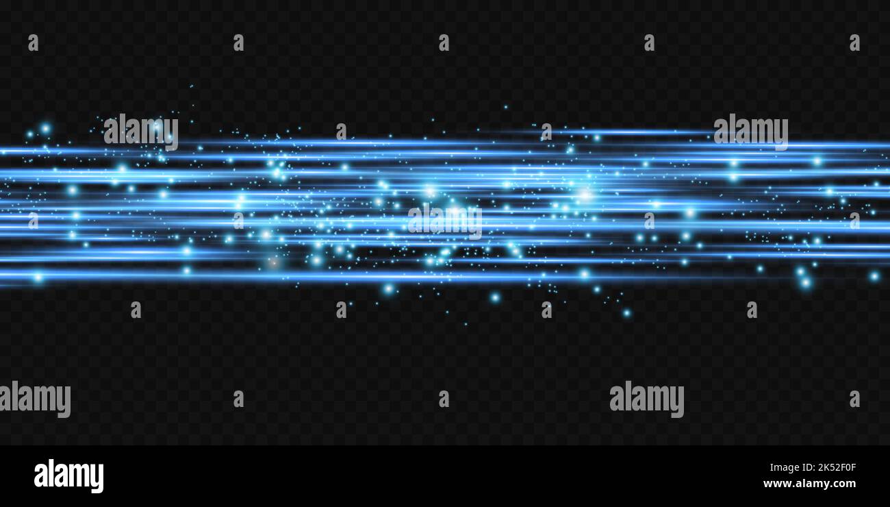 Motion light effect for banners. Blue lines. The effect of speed on a ...