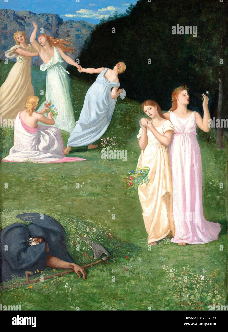 Pierre Puvis de Chavannes - Death and the Maidens - 1872 Stock Photo ...