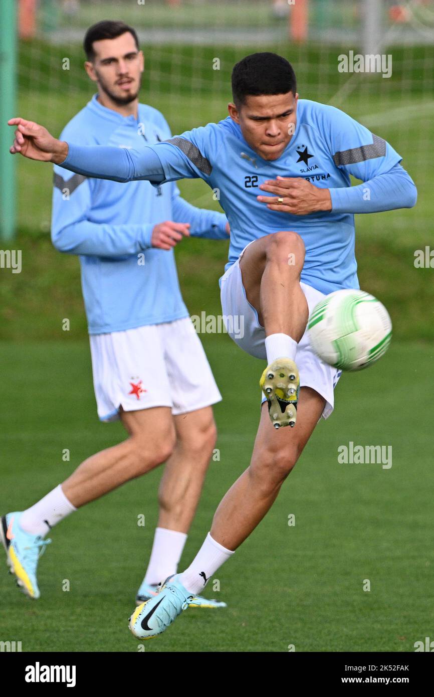 Prague, Czech Republic. 05th Oct, 2022. Soccer player of SK Slavia ...