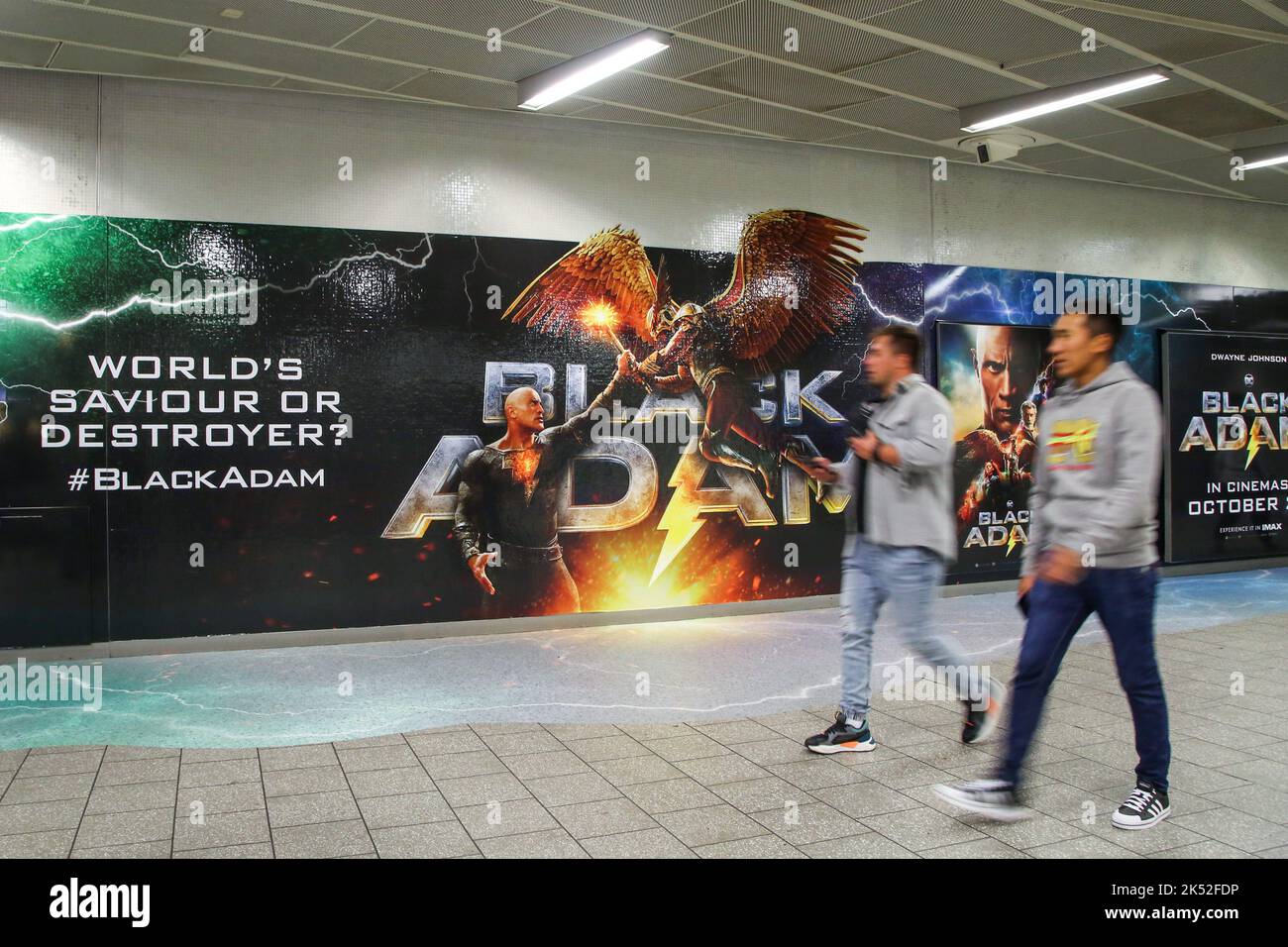 London, UK. 05th Oct, 2022. A large advert of Black Adam - superhero ...