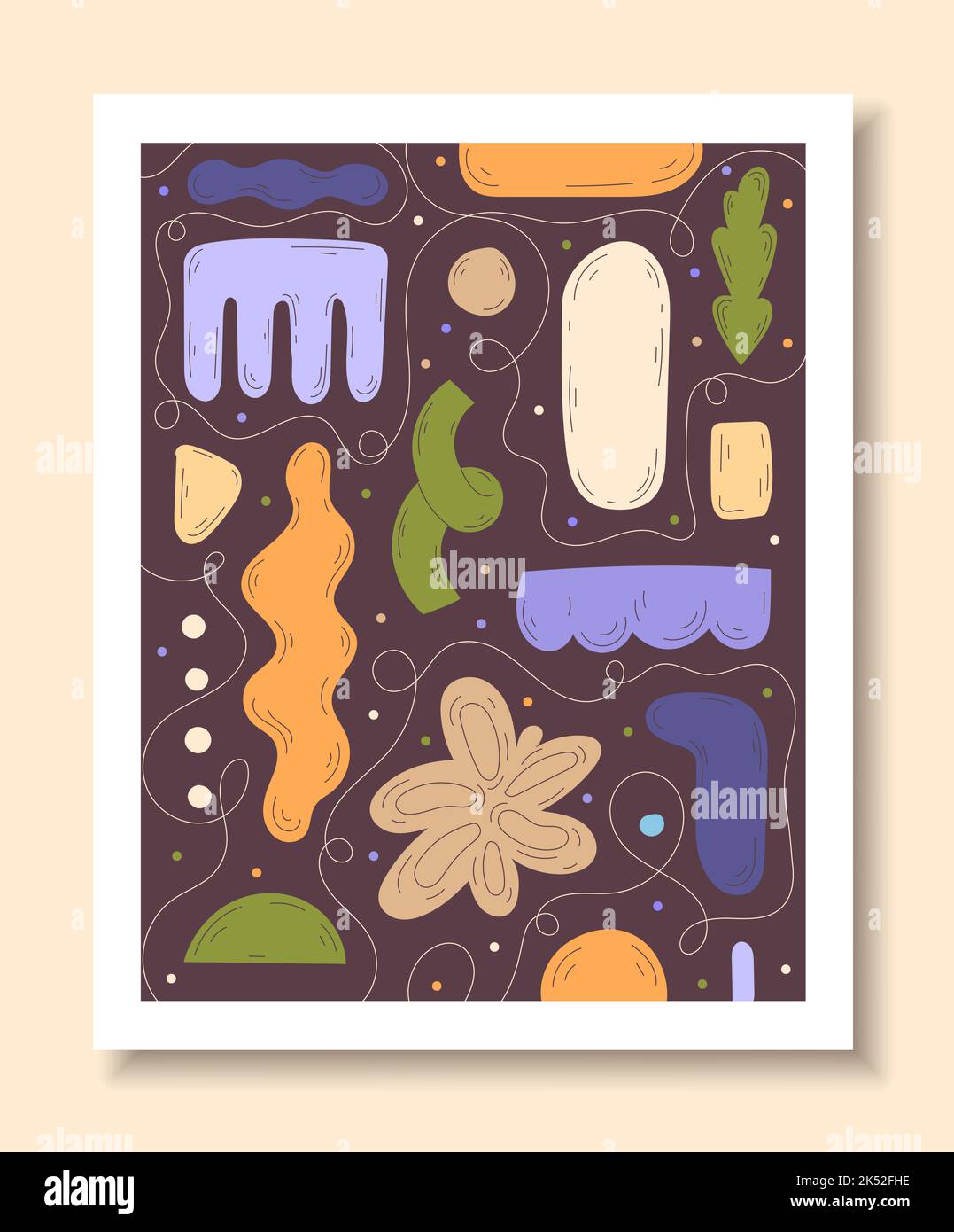 Poster with abstract hand drawn various shapes vector illustration ...