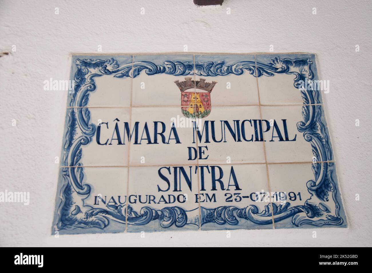 Sign for Sintra Town Hall (Camara Municipal de Sintra) Portugal Stock ...