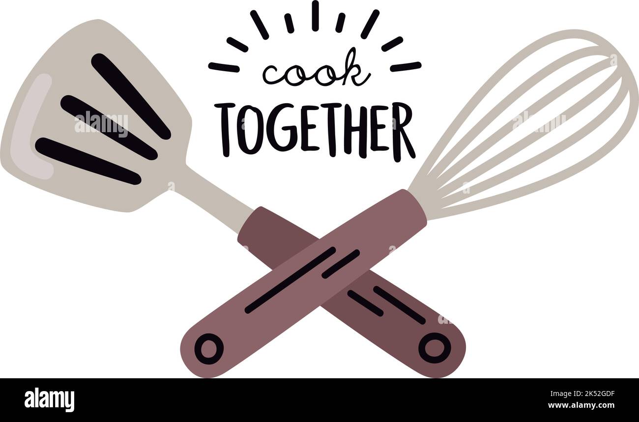 cook together lettering with cutlery Stock Vector Image & Art - Alamy
