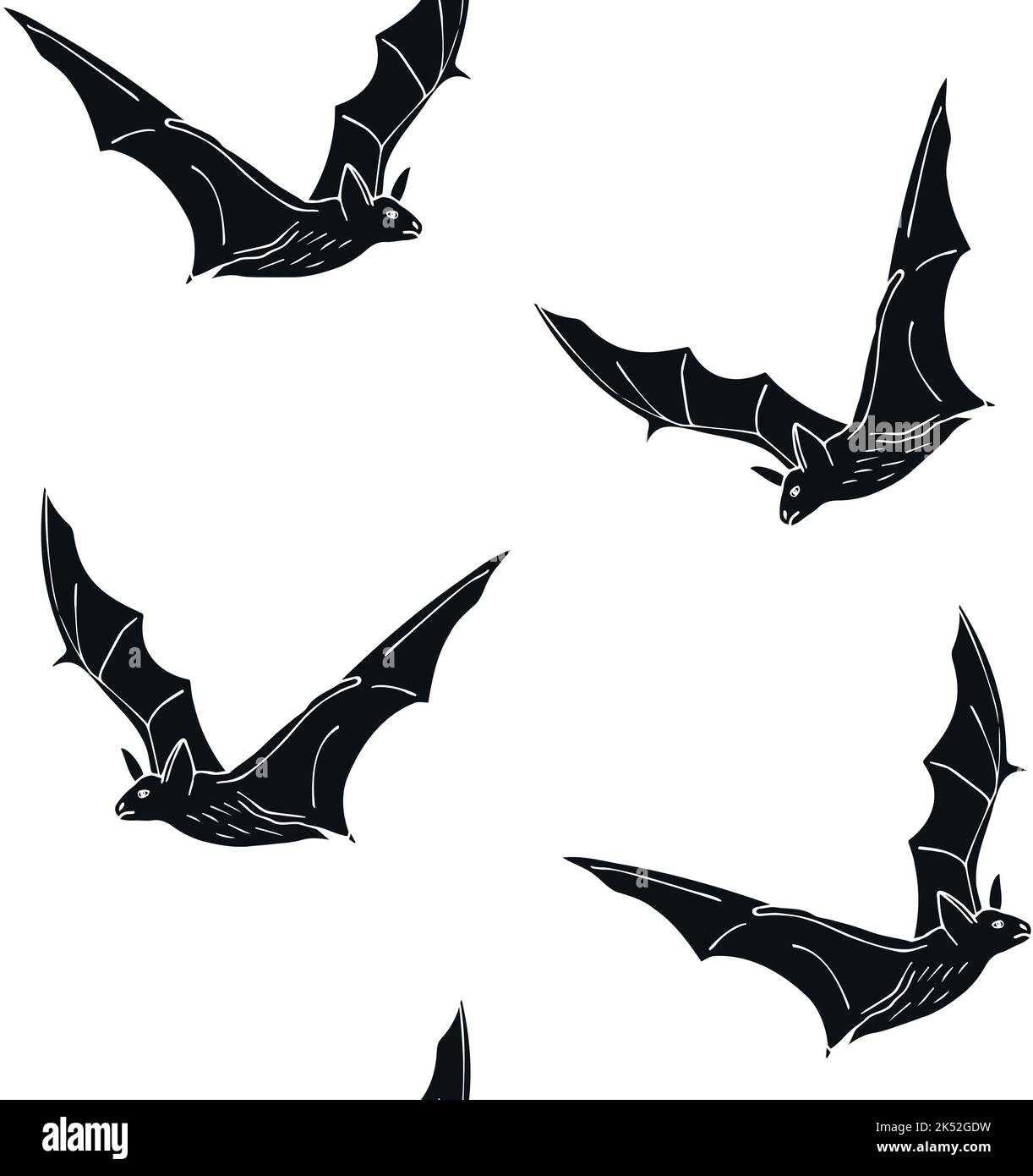 Vector seamless pattern of hand drawn doodle sketch bat isolated on ...