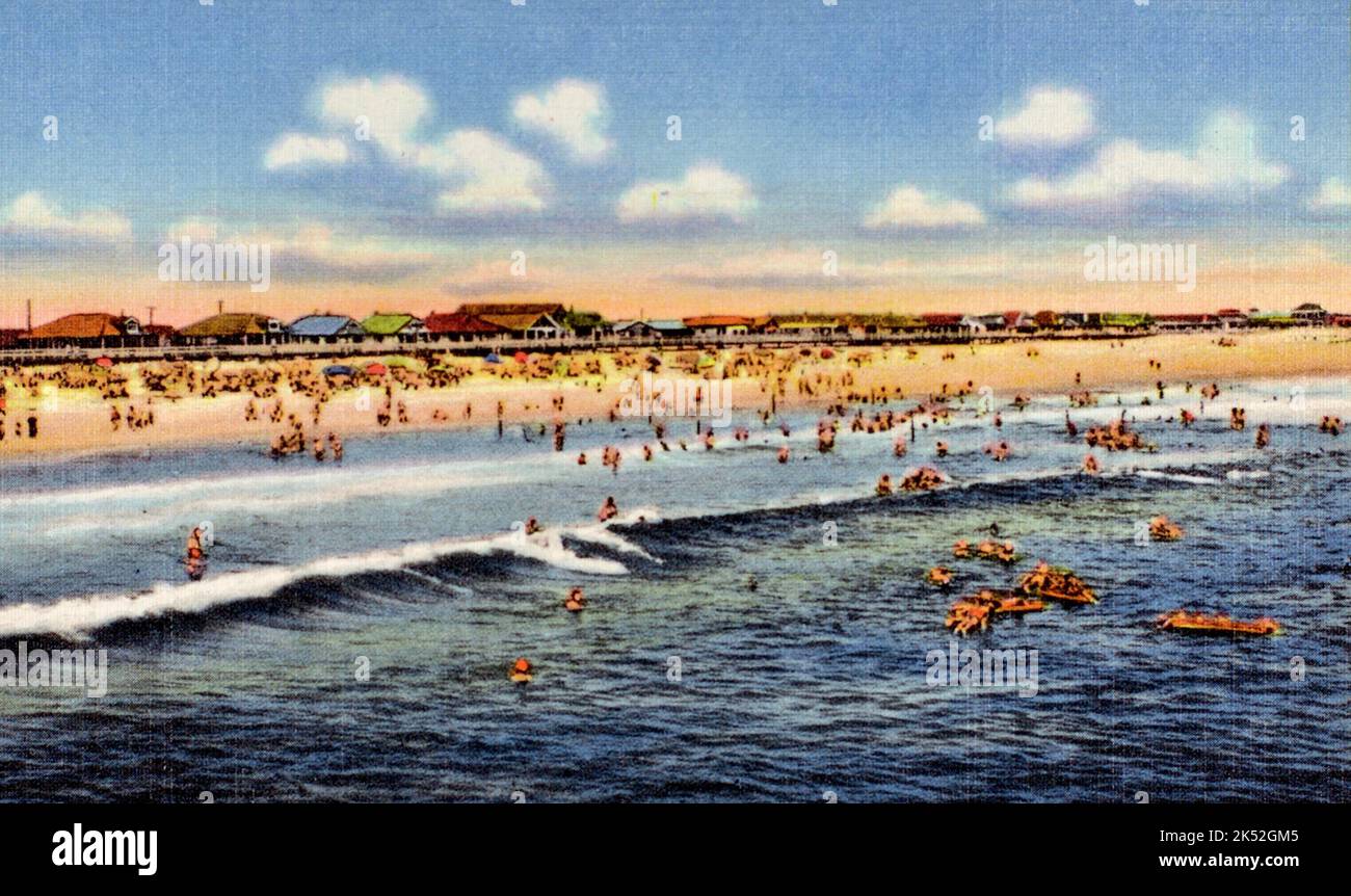 Scene on the Ocean Front - Postcard from Point Pleasant, NJ, circa 1941 ...