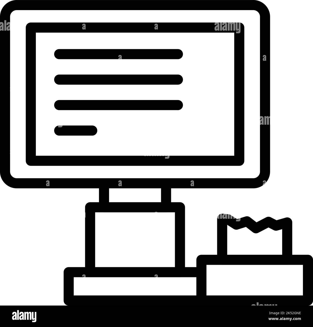 Pos machine icon outline vector. Cash register. Store screen Stock ...