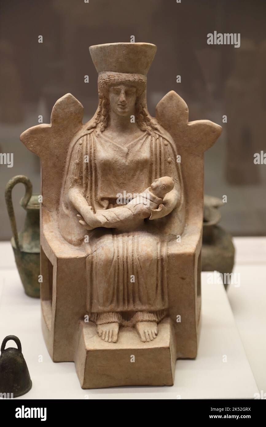 Terracotta figure of a woman a baby made in Boeotia at the British ...