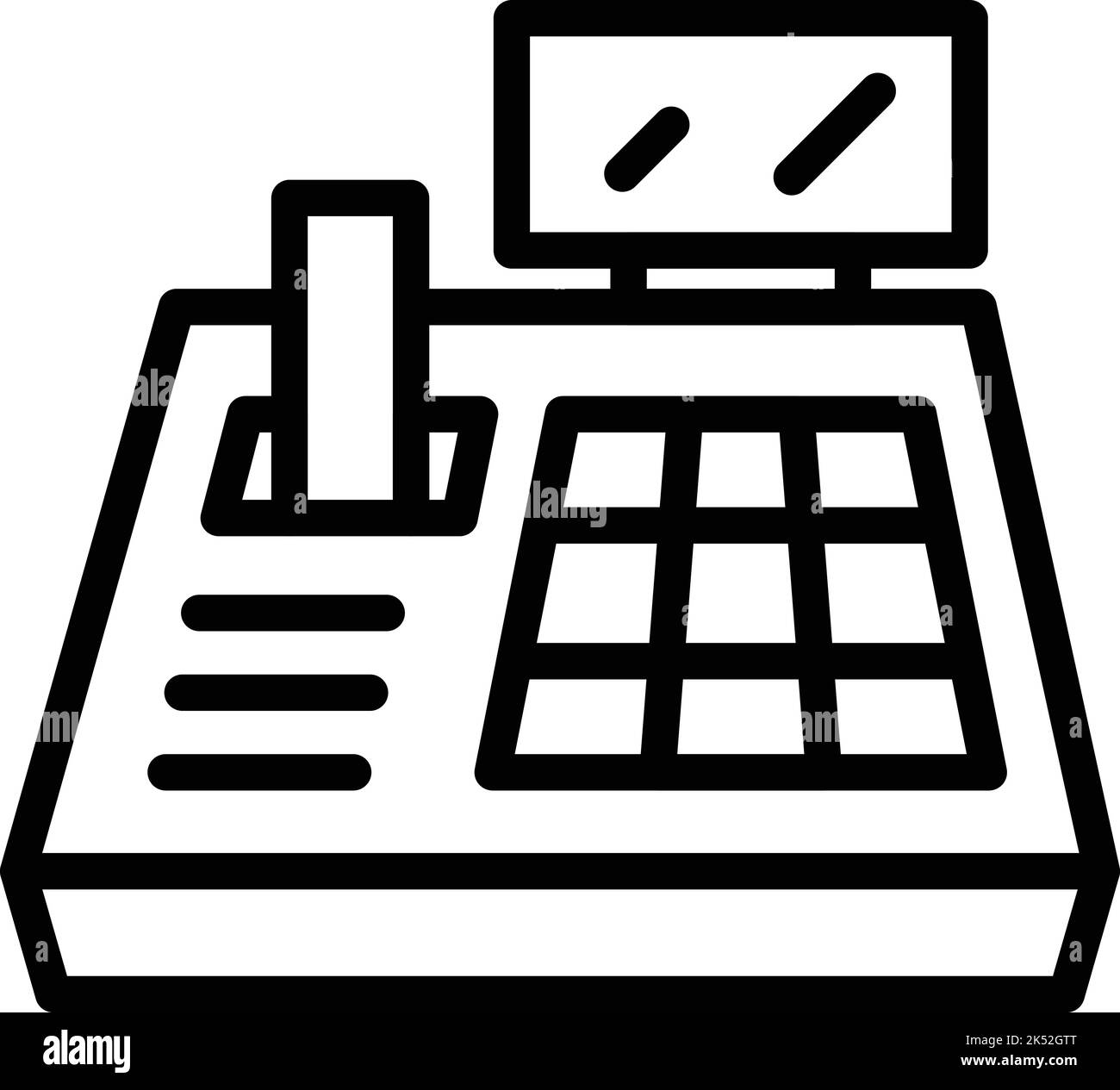 Button pos terminal icon outline vector. Center check. Machine store ...