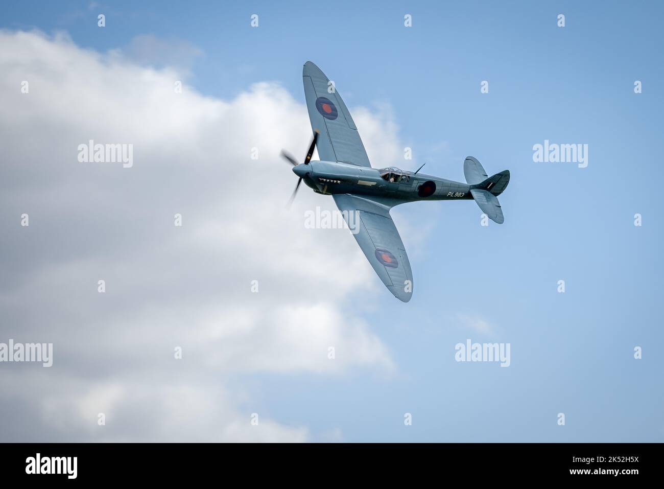 Supermarine Spitfire PL983 'Thank U NHS' performing at the Race Day ...