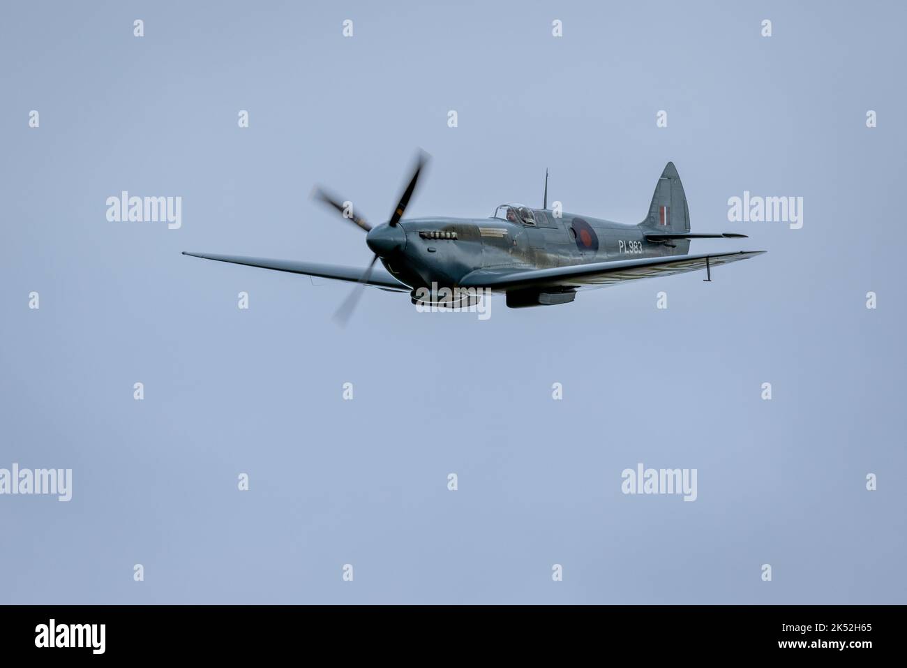 Supermarine Spitfire PL983 'Thank U NHS' performing at the Race Day ...