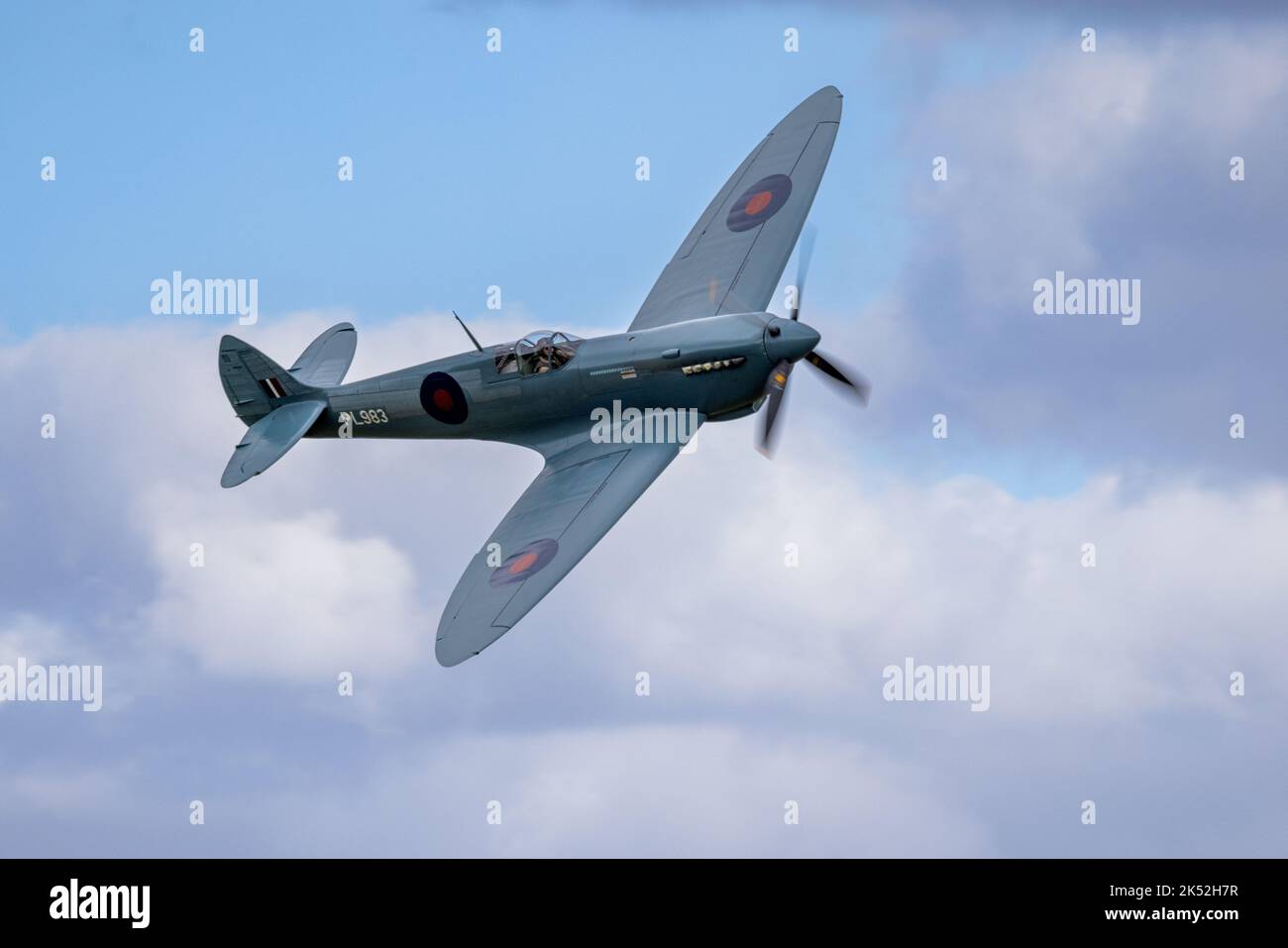 Supermarine Spitfire PL983 'Thank U NHS' performing at the Race Day ...