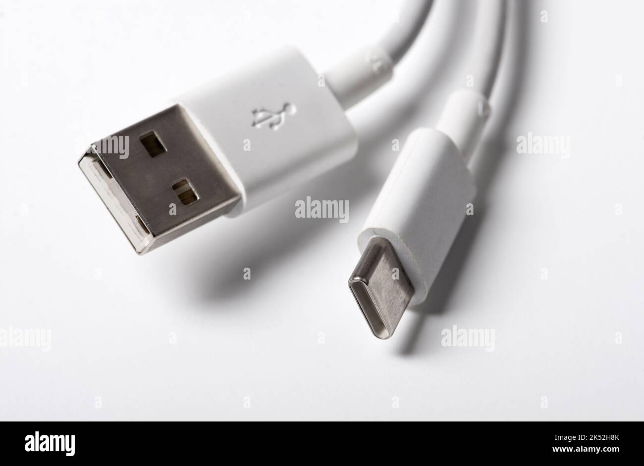 White USB Type-C charger cable on white background Stock Photo - Alamy