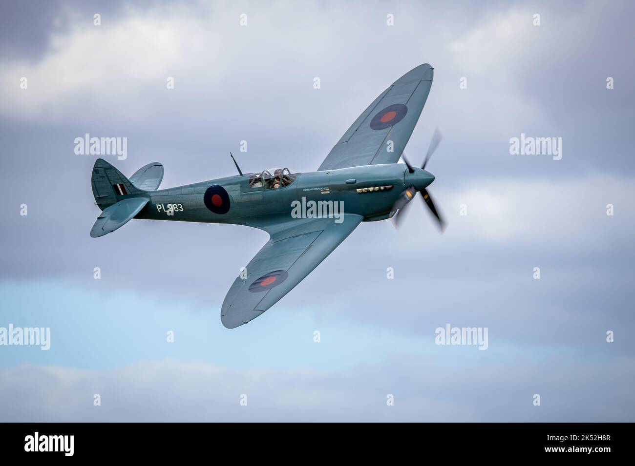 Supermarine Spitfire PL983 'Thank U NHS' performing at the Race Day ...