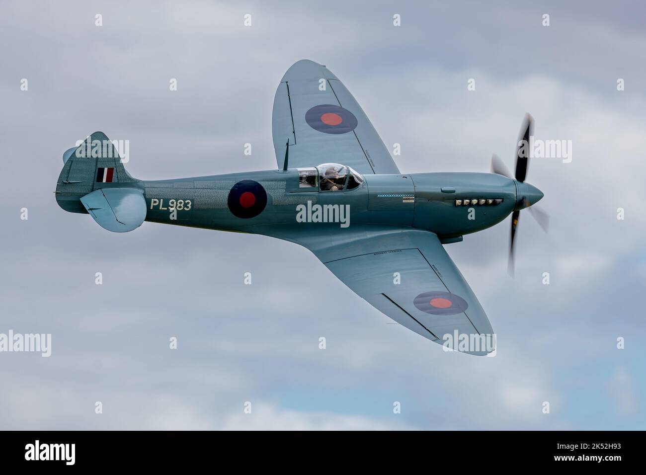 Supermarine Spitfire PL983 'Thank U NHS' performing at the Race Day ...