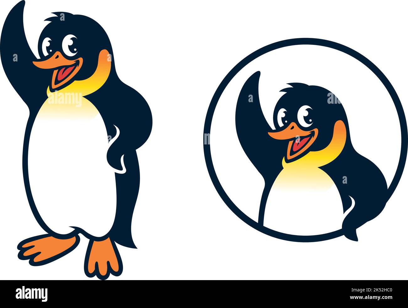 Cute Emperor Penguin Waving Mascot Character Design Stock Vector Image ...