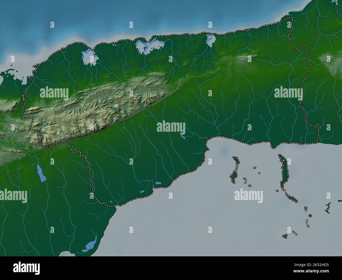 Artemisa, province of Cuba. Colored elevation map with lakes and rivers ...
