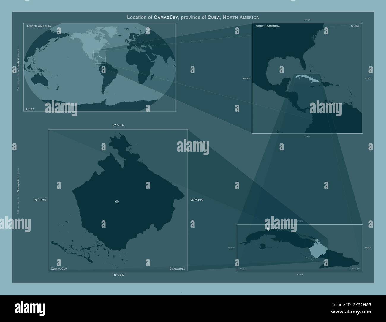 Camaguey, province of Cuba. Diagram showing the location of the region ...