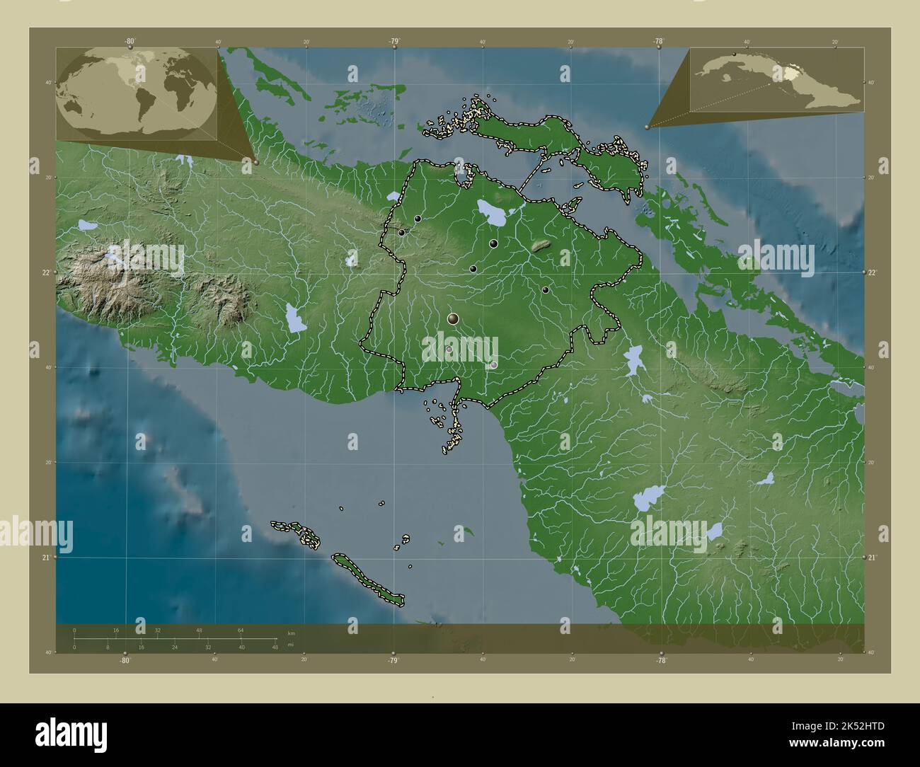 Ciego de Avila, province of Cuba. Elevation map colored in wiki style ...
