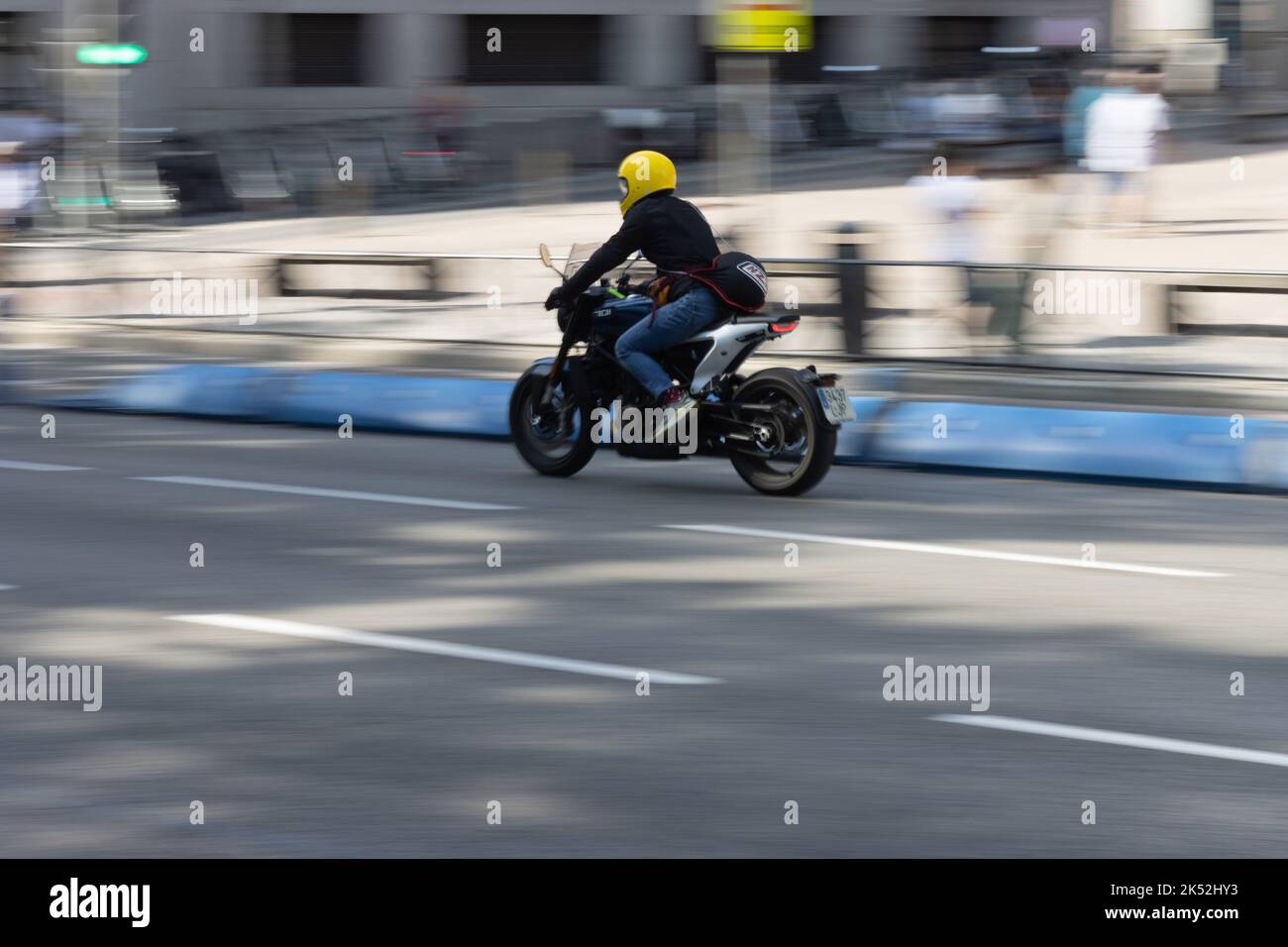 Sweep style photos of a motorcycle in the streets in Madrid Stock Photo ...