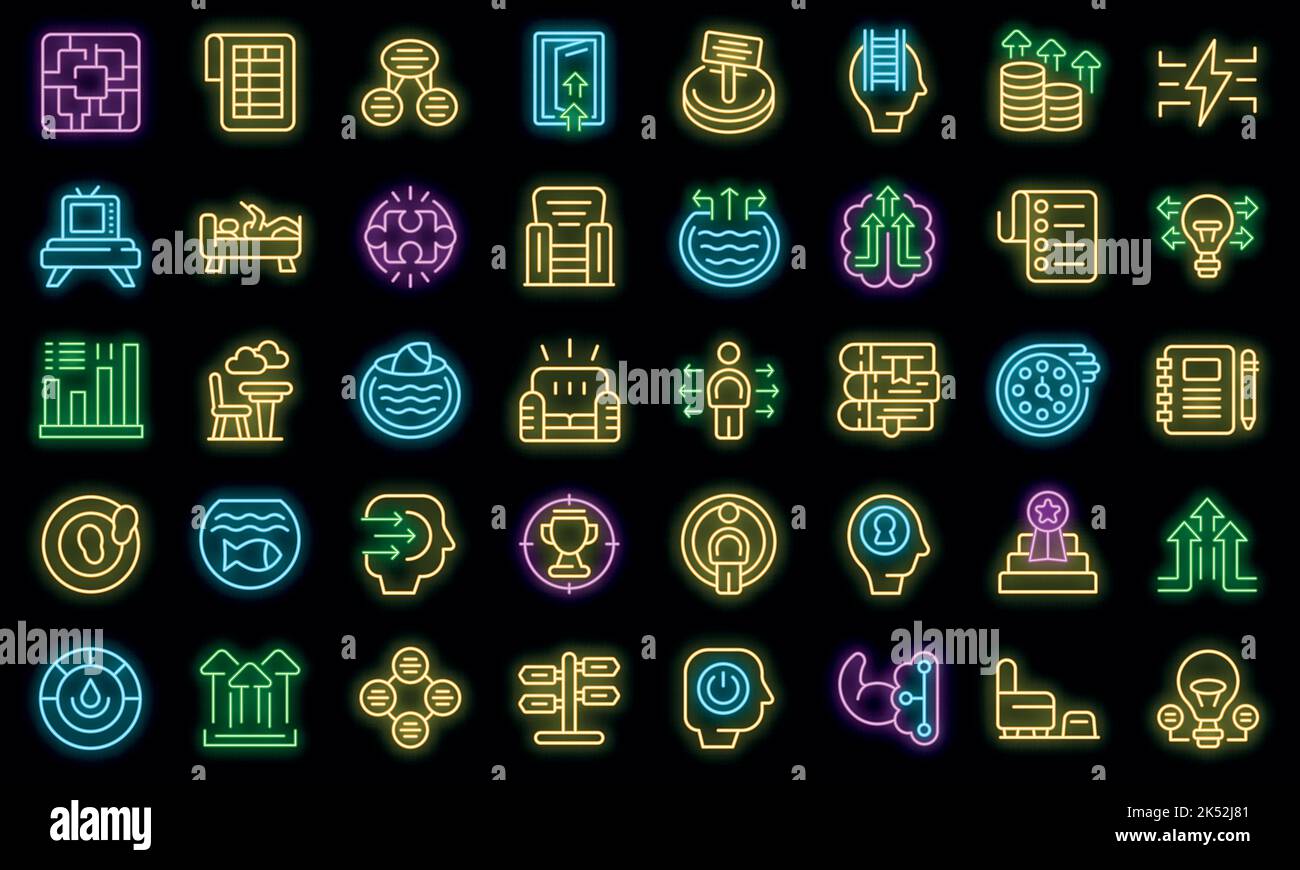 Comfort zone icons set outline vector. Coach challenge. Life courage ...