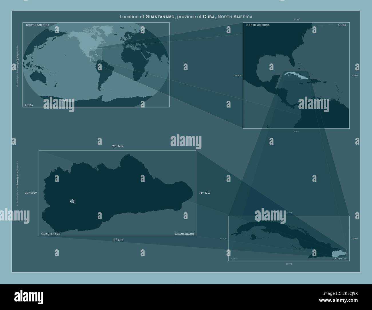 Guantanamo, province of Cuba. Diagram showing the location of the ...
