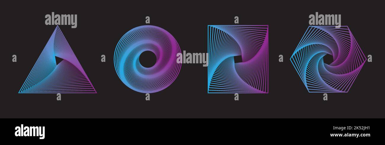 Vector futuristic mesh collection. Wavy geometric shapes of cyberspace ... Vector futuristic mesh collection. Wavy geometric shapes of cyberspace ...